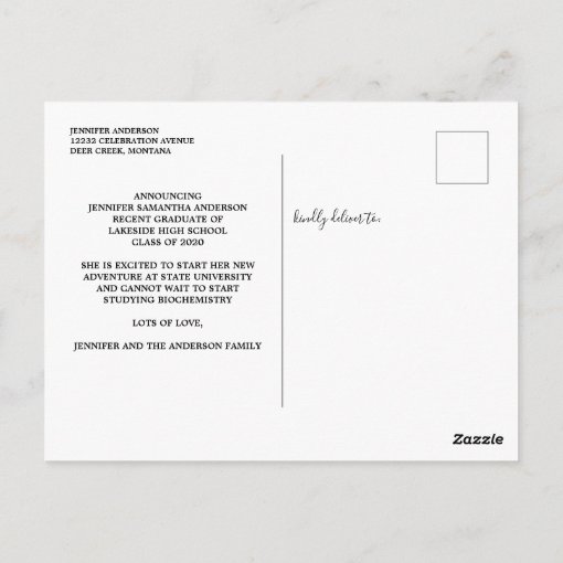 Simple Grad Script Graduation Announcement Postcard | Zazzle