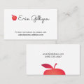 Simple Grade School Teacher Red Apple Business Card | Zazzle