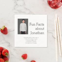 Simple Graduate Fun Facts Grad Photo Custom Napkins | Zazzle