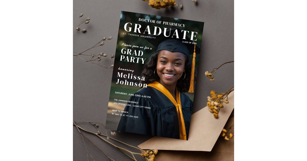 Simple Graduate Magazine Cover Inspired Graduation Invitation | Zazzle