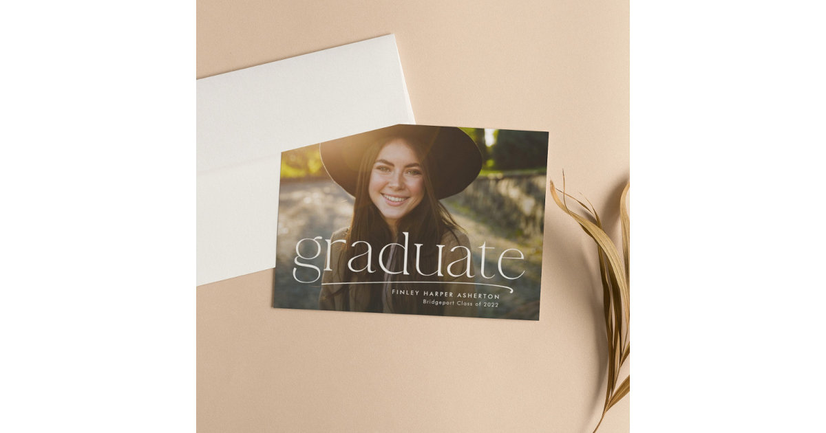 Simple graduate one-photo personalized graduation announcement | Zazzle