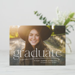Simple graduate one-photo personalized graduation announcement | Zazzle