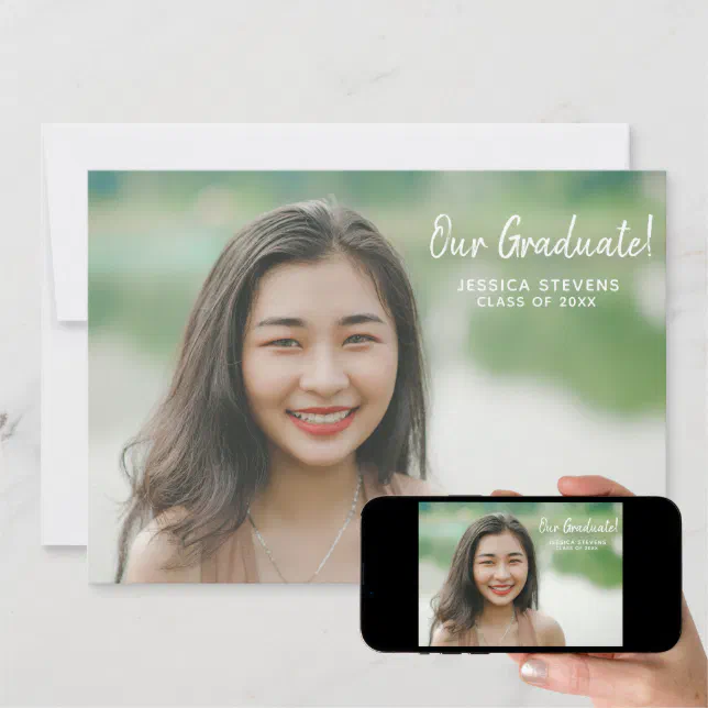 Simple Graduate Overlay 2 Photo Custom Graduation Announcement | Zazzle
