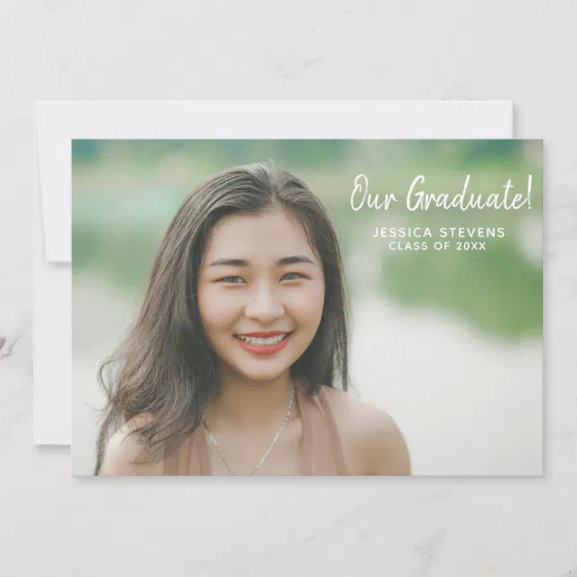 Simple Graduate Overlay 2 Photo Custom Graduation Announcement | Zazzle