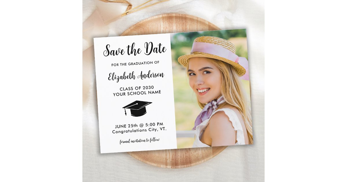 Simple Graduate Photo Save The Date Graduation Postcard | Zazzle