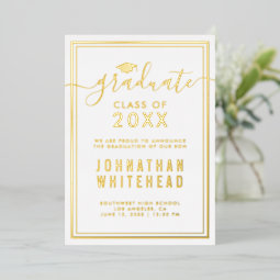 Simple Graduation Announcement Foil Invitation | Zazzle