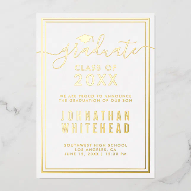 Simple Graduation Announcement Foil Invitation | Zazzle