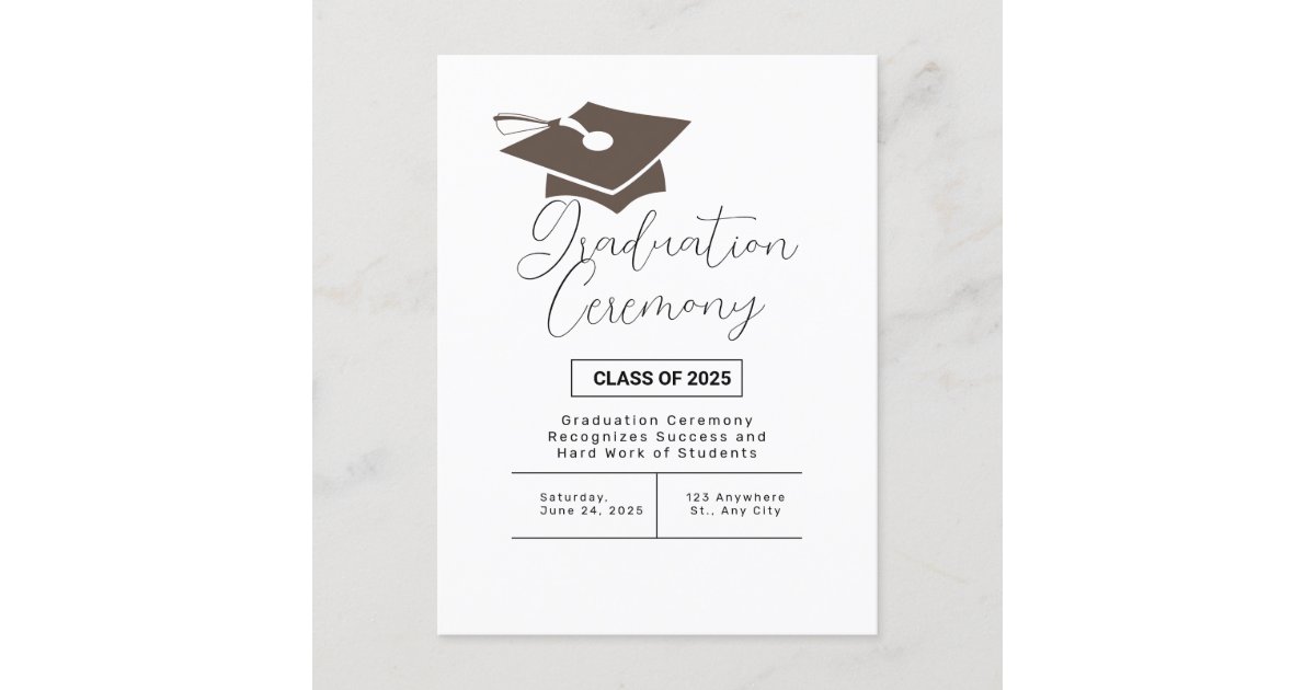 Simple Graduation Ceremony Announcement Postcard | Zazzle