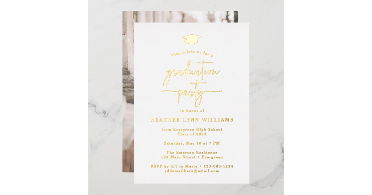 Simple Graduation Foil Invitation | Zazzle