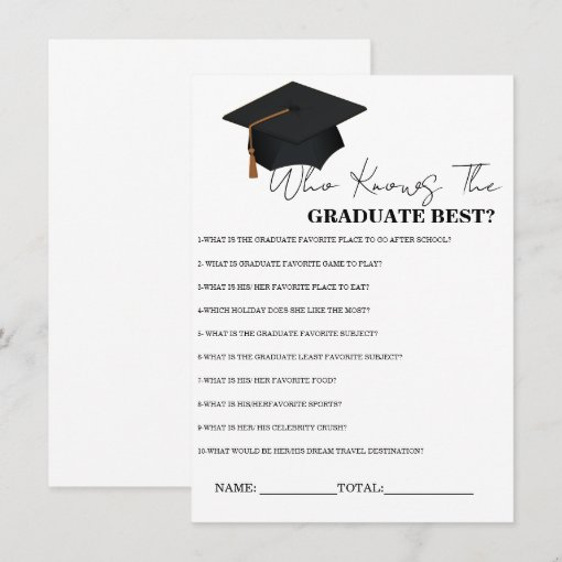 Simple graduation Know the graduate best game Card | Zazzle
