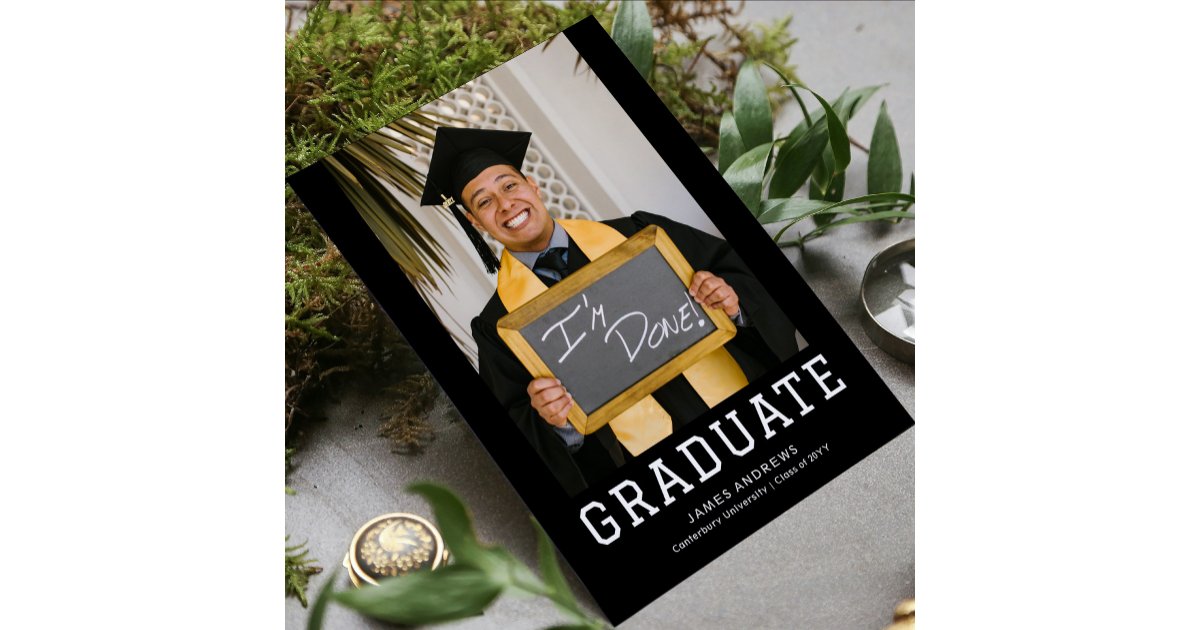 Simple Graduation Modern Stylish Grad Party Photo Invitation | Zazzle