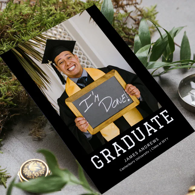 Simple Graduation Modern Stylish Grad Party Photo Invitation | Zazzle