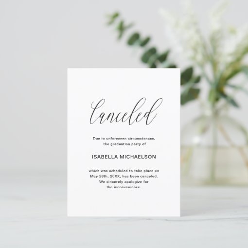 Simple Graduation Party Cancellation Announcement | Zazzle
