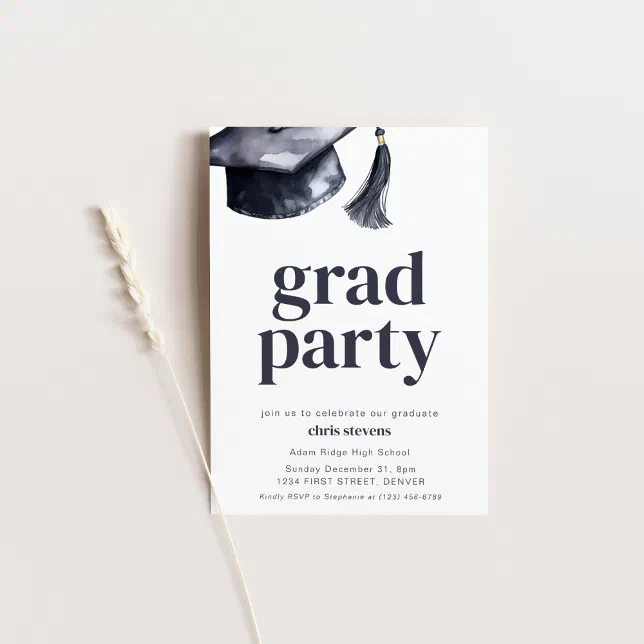 Simple Graduation Party Invite | Zazzle