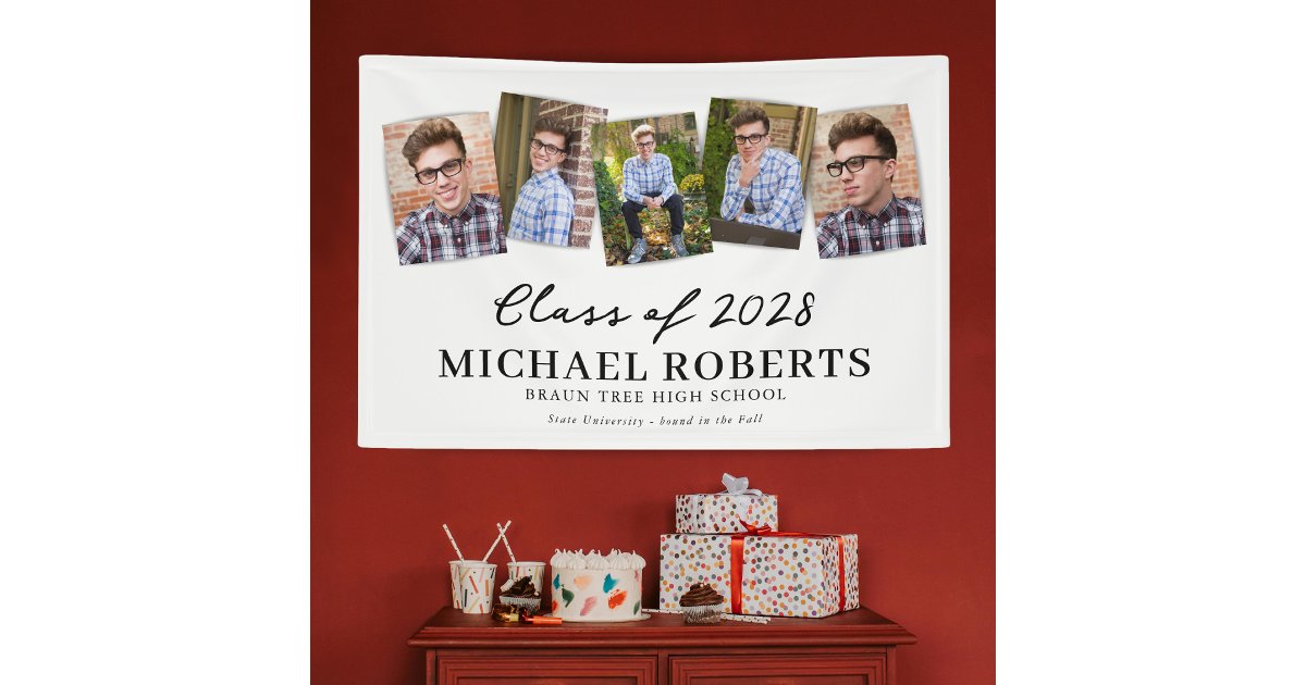 Simple Graduation Photo Collage Banner | Zazzle
