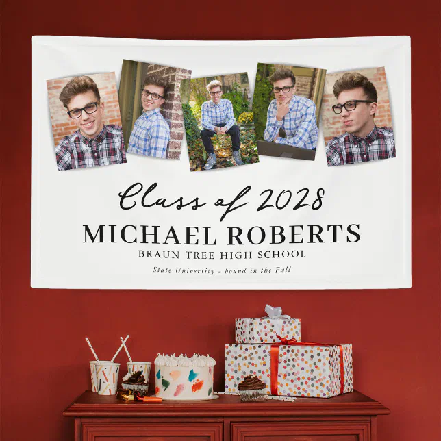Simple Graduation Photo Collage Banner | Zazzle