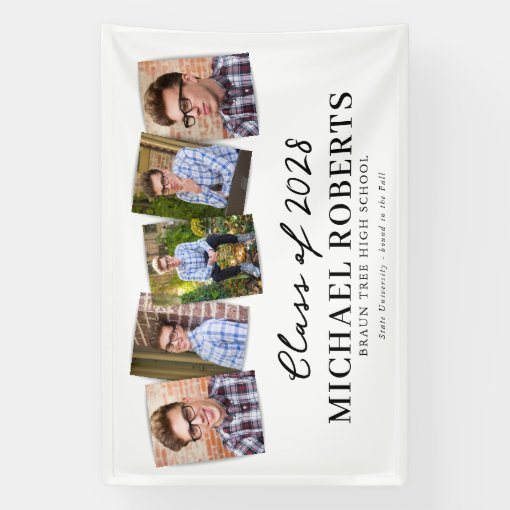 Simple Graduation Photo Collage Banner | Zazzle