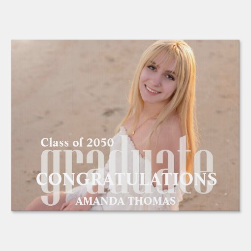 Simple Graduation Photo Minimalist Elegant Sign | Zazzle
