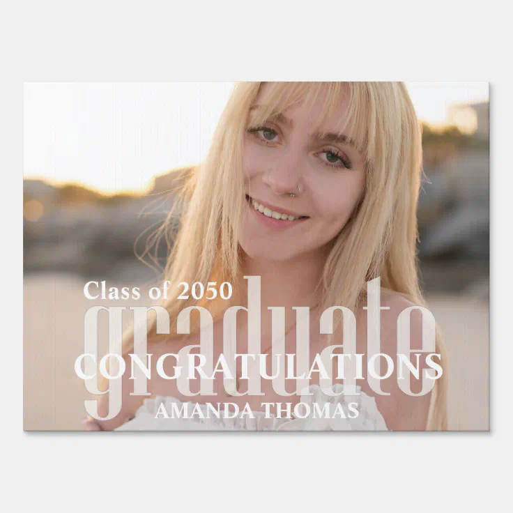 Simple Graduation Photo Minimalist Elegant Sign | Zazzle