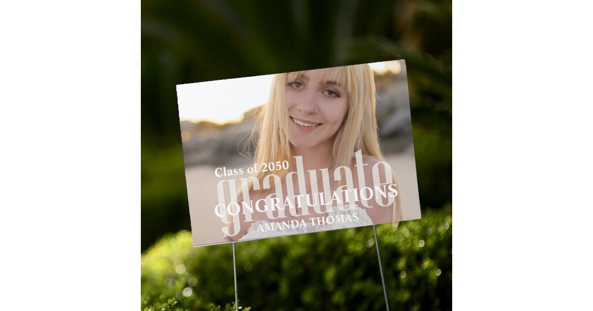 Simple Graduation Photo Minimalist Elegant Sign | Zazzle