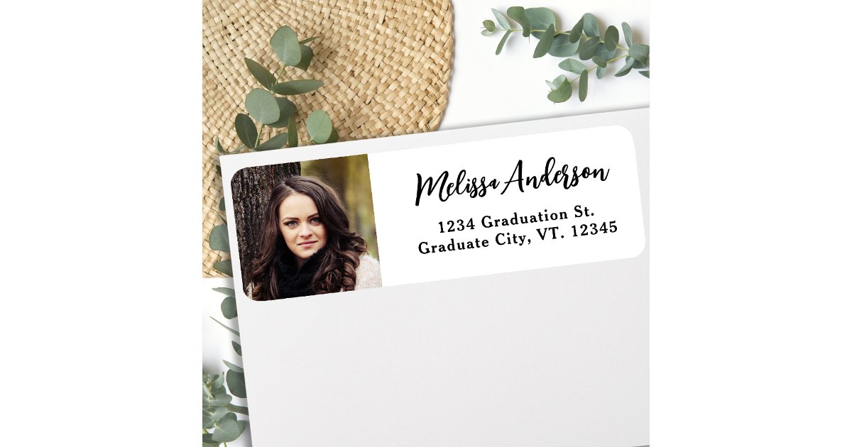 Simple Graduation Photo Return Address Label | Zazzle
