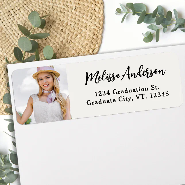 Simple Graduation Photo Return Address Label | Zazzle