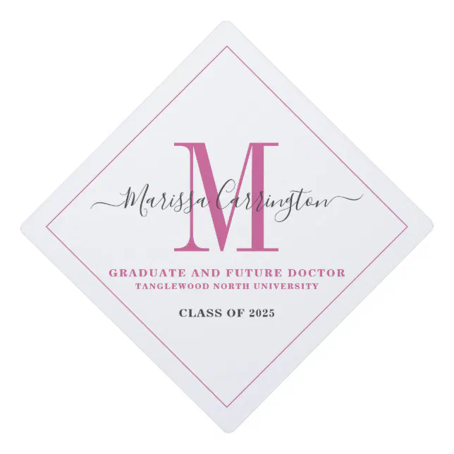 Simple Graduation Script Signature Monogram Graduation Cap Topper | Zazzle