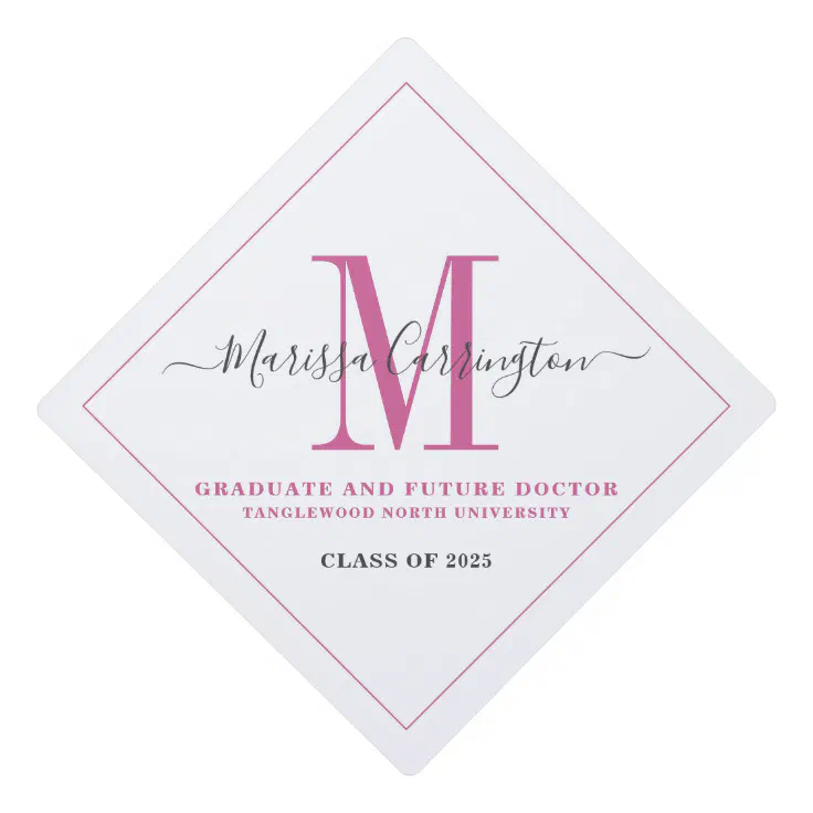 Simple Graduation Script Signature Monogram Graduation Cap Topper | Zazzle