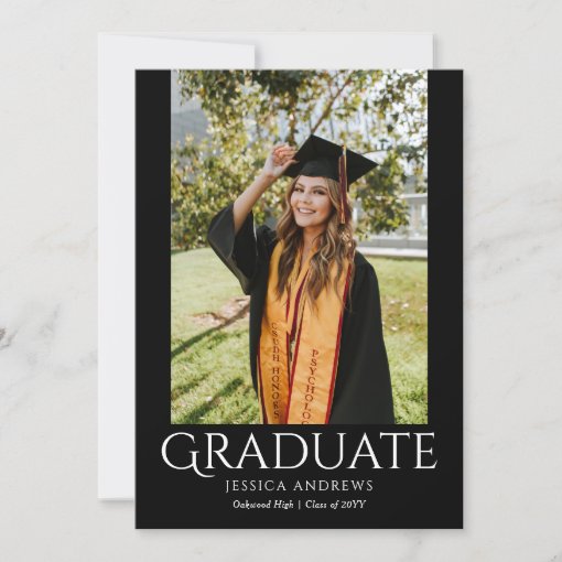 Simple Graduation Stylish Modern Grad Party Photo Invitation | Zazzle
