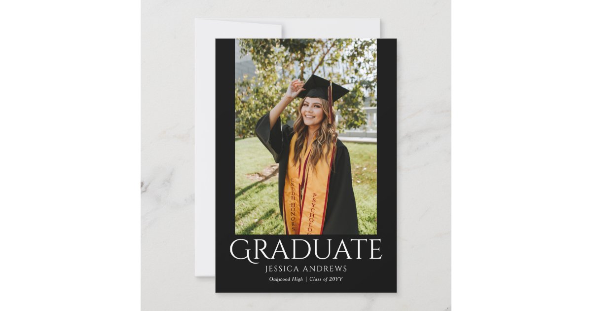 Simple Graduation Stylish Modern Grad Party Photo Invitation | Zazzle