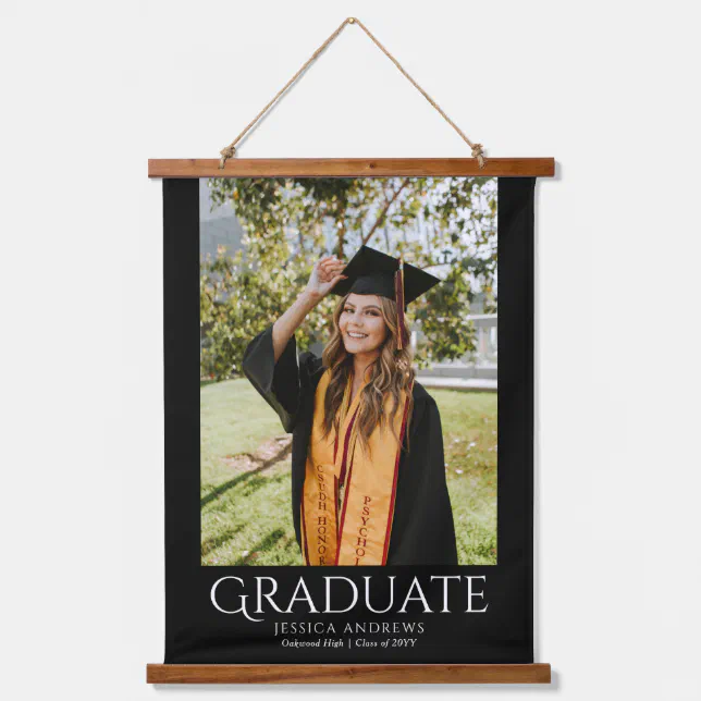 Simple Graduation Stylish Modern Graduate Photo Hanging Tapestry | Zazzle