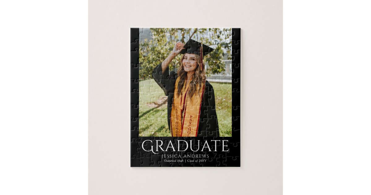 Simple Graduation Stylish Modern Graduate Photo Jigsaw Puzzle | Zazzle