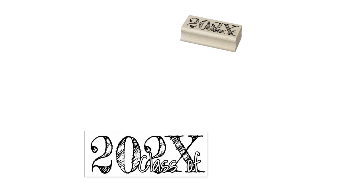 Simple Graduation | With Grad Year and Name Space Rubber Stamp | Zazzle