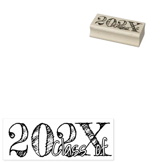 Simple Graduation | With Grad Year and Name Space Rubber Stamp | Zazzle