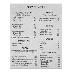 Simple Gray Beauty Salon Service Menu Poster | Zazzle