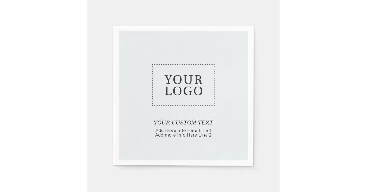 Simple Gray Custom Business Logo Promotional Napkins | Zazzle