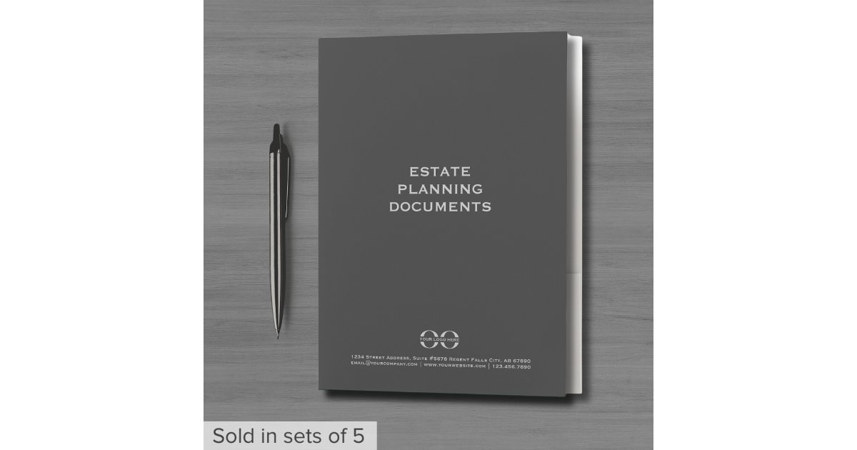 Simple Gray Estate Planning Folder with Logo | Zazzle