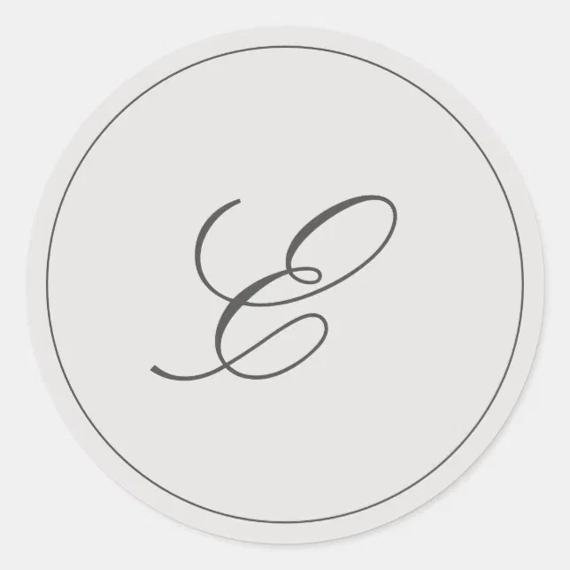 Simple Gray Monogram Elegant Wedding Classic Round Sticker | Zazzle