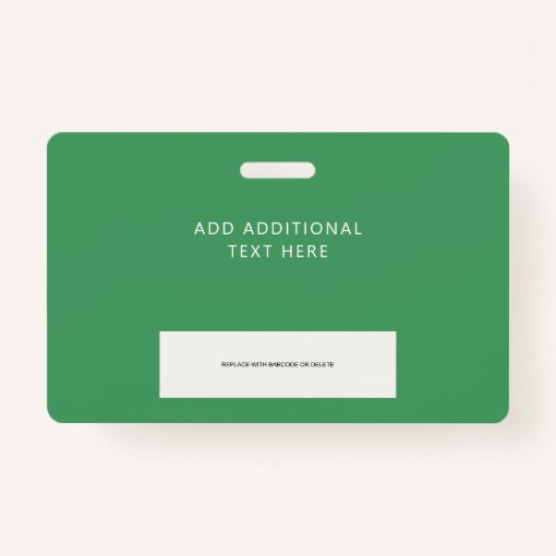 Simple Green Employee Photo ID Logo Barcode Badge | Zazzle