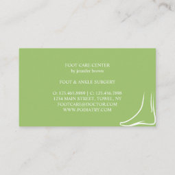Simple Green Foot Cares Podiatry Practioner Doctor Business Card | Zazzle