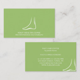 Simple Green Foot Cares Podiatry Practioner Doctor Business Card | Zazzle