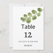 Simple green gold eucalyptus leaves Table Numbers | Zazzle