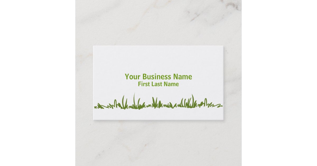 Simple green grass lawn care business cards | Zazzle