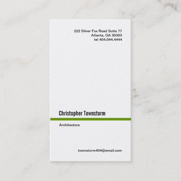 Simple Green Line Vertical Business Card | Zazzle
