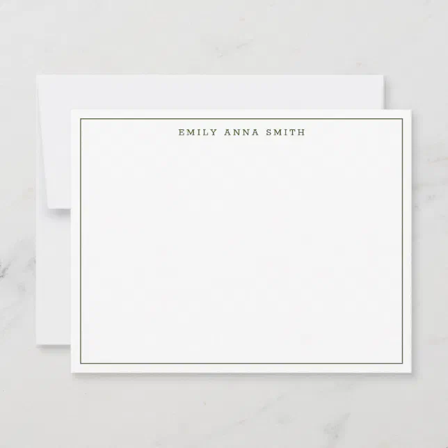 Simple Green Modern Professional Border Note Card | Zazzle
