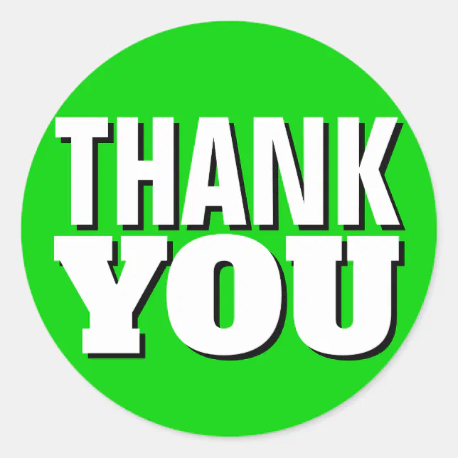 Simple Green Thank You Classic Round Sticker | Zazzle