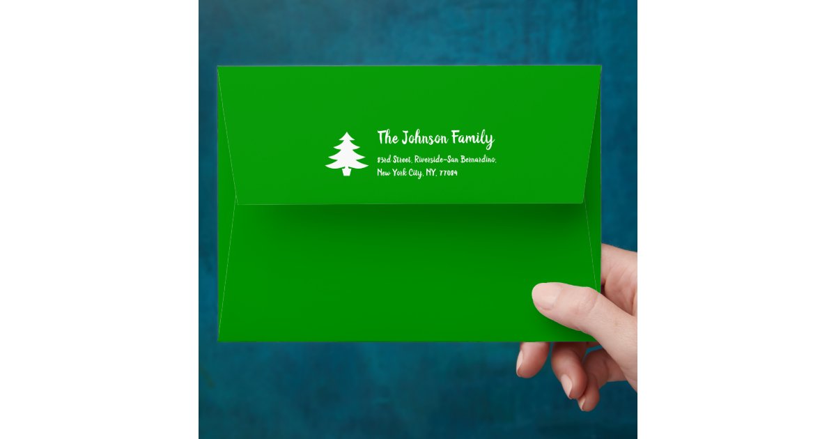 Simple Green White Christmas Party Holiday Mailing Envelope | Zazzle