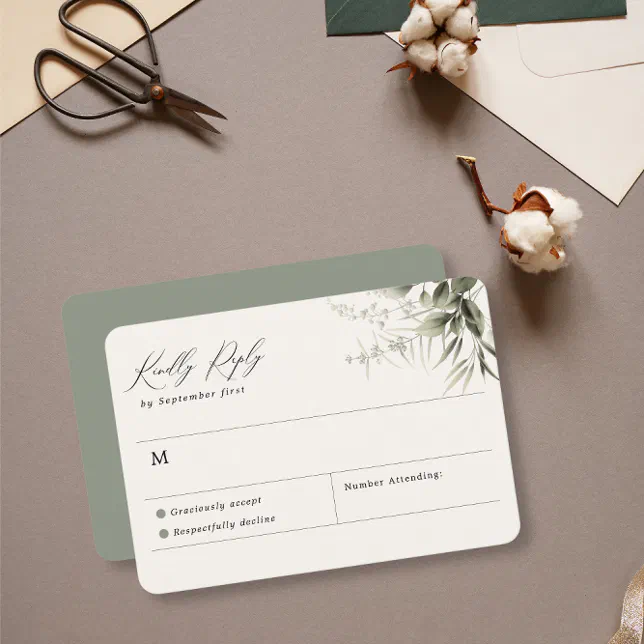 Simple Greenery Botanical RSVP Card | Zazzle