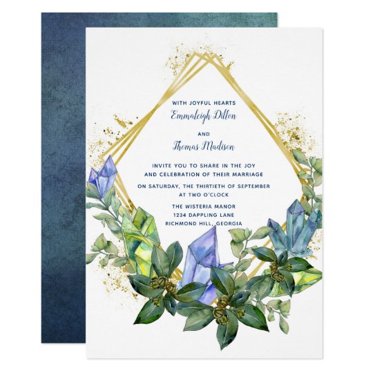 Simple Greenery Geometric Wedding Invitation | Zazzle.com