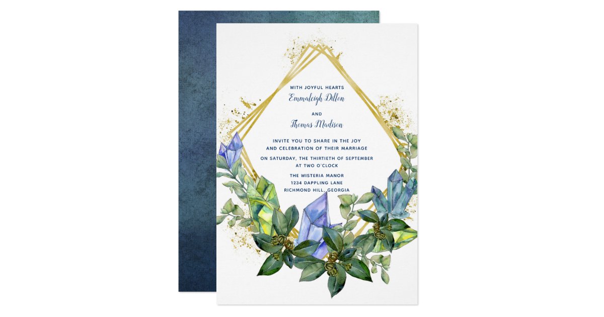 Simple Greenery Geometric Wedding Invitation | Zazzle.com
